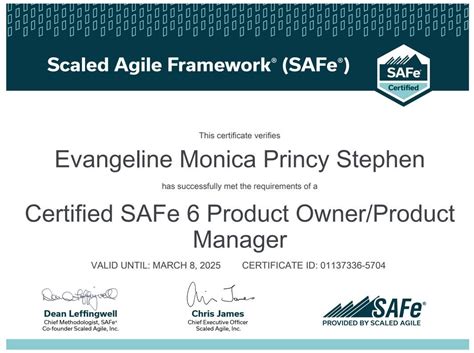 Evangeline Stephen On Linkedin Scaledagileframework Safepopm Safecertification Agile