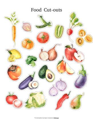 Cutouts Of Fruits And Vegetables Fruits And Vegetables In Bag