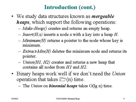 Binomial Heaps Cs 583 Analysis Of Algorithms 632021