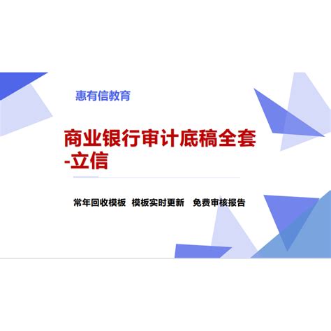 商业银行审计底稿全套 立信