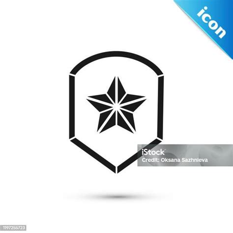 흰색 배경에 격리 된 검은 경찰 배지 아이콘입니다 보안관 배지 기호입니다 별 기호가 있는 방패 벡터 일러스트레이션 감시에 대한 스톡 벡터 아트 및 기타 이미지 Istock