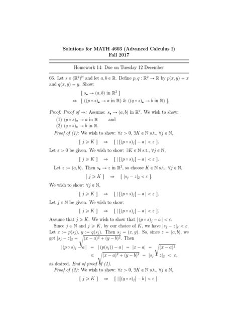 Analysis Of Solutions To Advanced Calculus Homework Problems Pdf Spacetime Metalogic