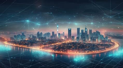 Premium Ai Image Modern Smart City Network Interconnected Ai Generated