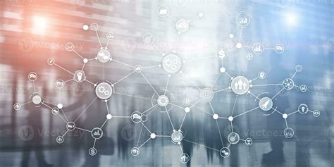 Industrial Workflow Diagram On Modern City Background Business People