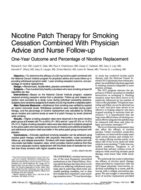 Pdf Nicotine Patch Therapy For Smoking Cessation Combined With