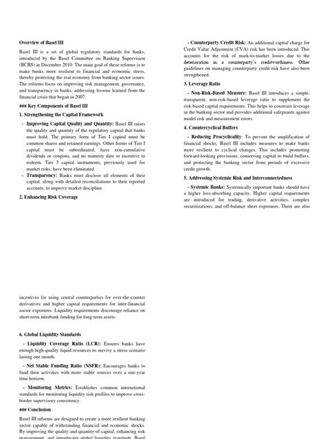 Overview Of Basel Iii Final Download Free Pdf Basel Iii Capital Requirement