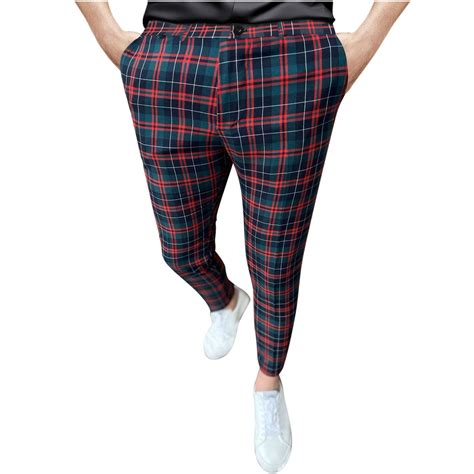 Dihao George Plus Size Mens Pants Clearance Mens Dress Pants Plaid