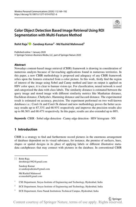 Color Object Detection Based Image Retrieval Using Roi Segmentation With Multi Feature Method