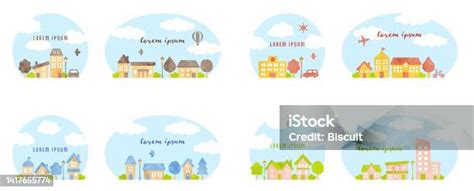 벡터 타운 스케이프 컬렉션 그런 지 수채화 그림 세트 0명에 대한 스톡 벡터 아트 및 기타 이미지 0명 개체 그룹 귀여운 Istock