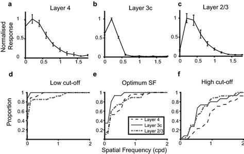 Ac Examples Of Spatial Frequency Tuning Curves Of A Layer 4 A Layer Download Scientific