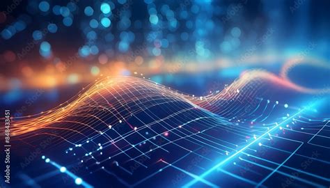 Abstract Connected Dots And Lines Concept Of Ai Technology Motion Of Digital Data Flow Cloud