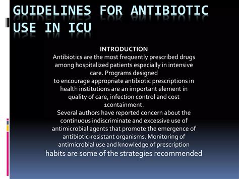 Guidelines For Antibiotic Use In Icu Pptx