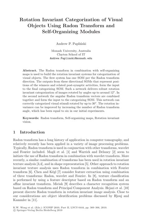 pdf rotation invariant categorization of colour images using radon