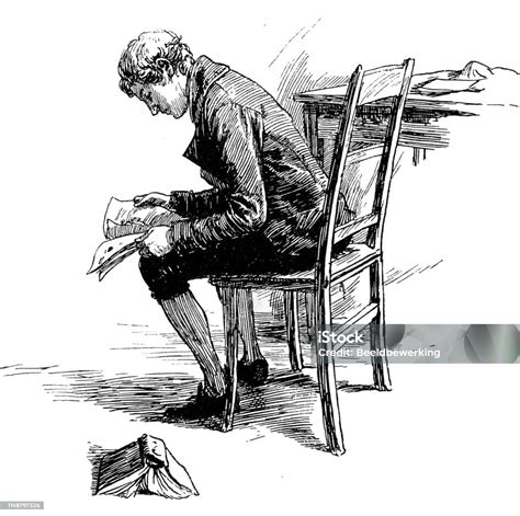 의 자에 앉은 편지를 읽는 소년 1850 1859 년에 대한 스톡 벡터 아트 및 기타 이미지 1850 1859 년 19세기 가정 생활 Istock