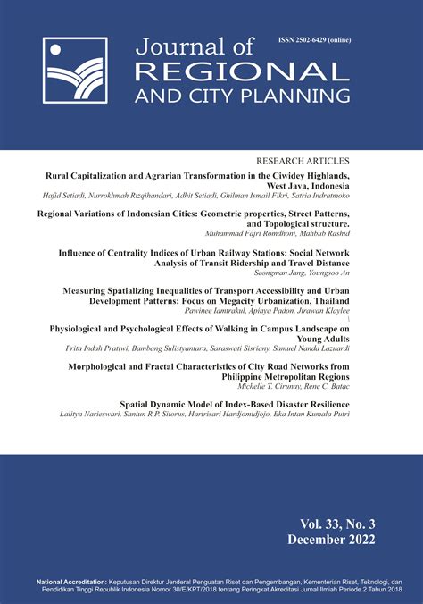 Vol 33 No 3 2022 Journal Of Regional And City Planning