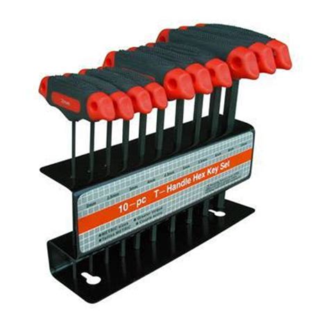 X Tech Hex Allen Key T Handle Wrench Set 10 Piece Cr V Metric
