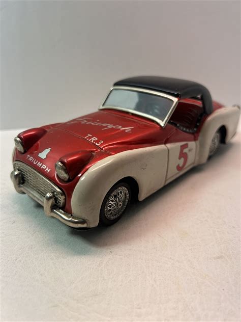Vintage Tin Friction Toy Bandai Triumph Tr3 Made In Japan Tin Toy Car H Antique Price Guide