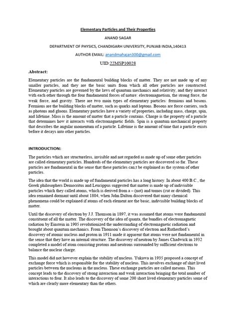 Elementary Particles And Their Properties Pdf Particle Physics