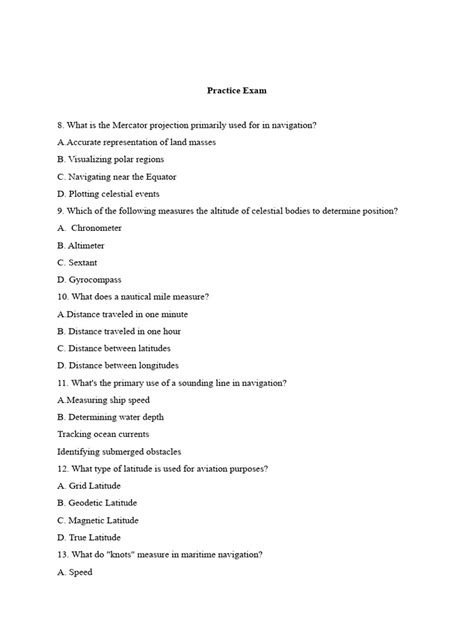 Practice Exam Pdf Compass Navigation
