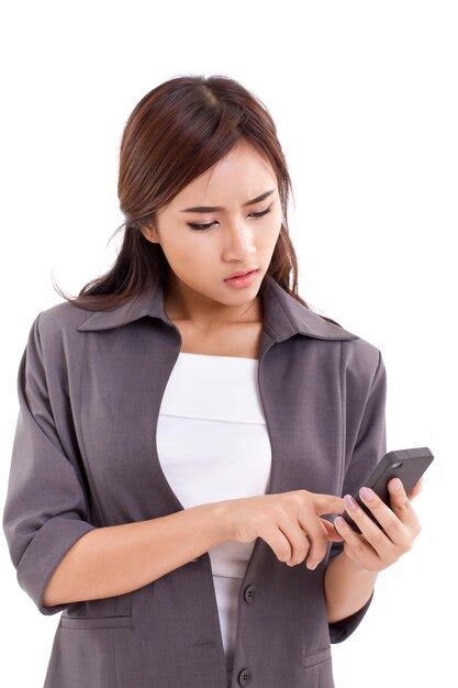 Premium Photo Upset Business Woman Using Texting With Smartphone
