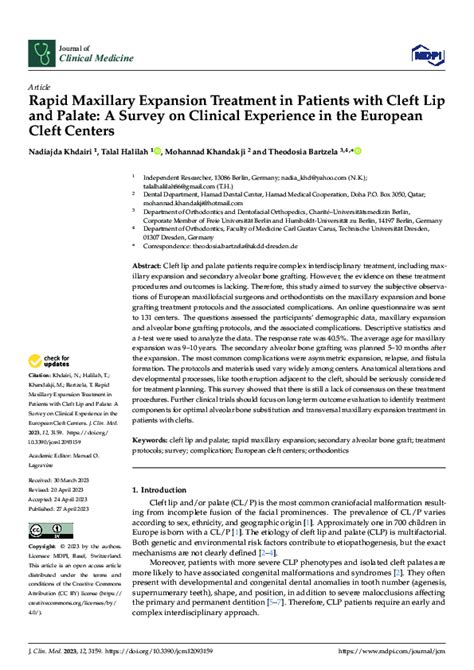 Pdf Rapid Maxillary Expansion Treatment In Patients With Cleft Lip And Palate A Survey On