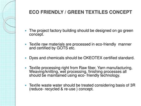 Ppt Technology Of Eco Friendly Textile Processing A Route To
