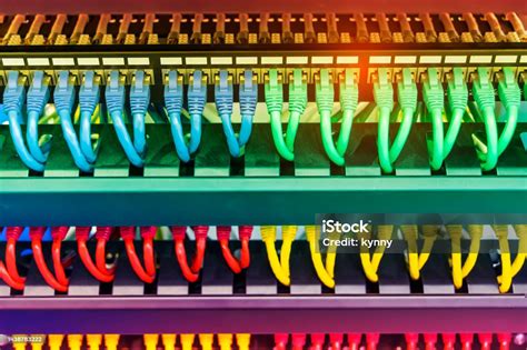 Information Technology Computer Network Telecommunication Ethernet Cables Connected To Switch