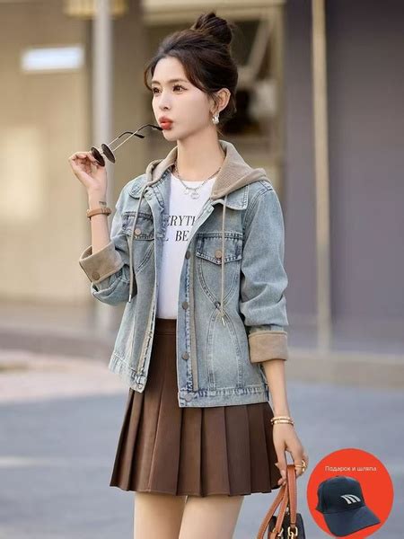 Куртка джинсовая Женский серо голубой светлый Джинс размер 44 Длинный Демисезон Китай купить C