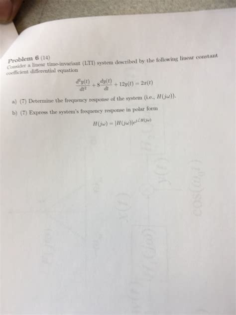 Solved Consider A Linear Time Invariant Lti System