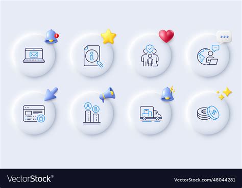 E Mail Outsource Work And Favorite Line Icons Vector Image