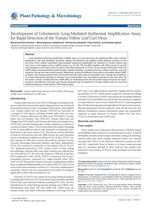 Pdf Development Of Colorimetric Loop Mediated Isothermal
