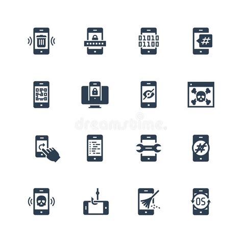 Mobile Security Icon Set Stock Vector Illustration Of Message 164474963