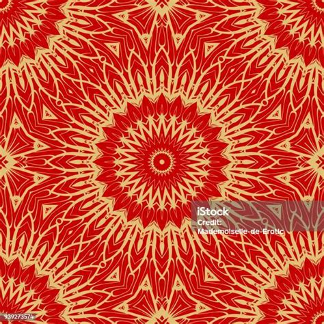 빨간색과 금색 우아함 빈티지 패턴 원활한 벡터 배경입니다 벽지 패턴 채우기 웹 페이지 배경 텍스처 표면 곡선에 대한 스톡 벡터 아트 및 기타 이미지 Istock
