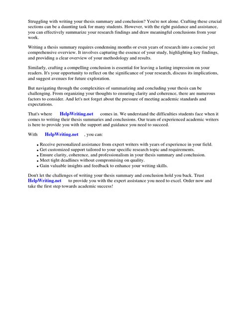 How To Write Thesis Summary And Conclusion Pdf Essays Thesis