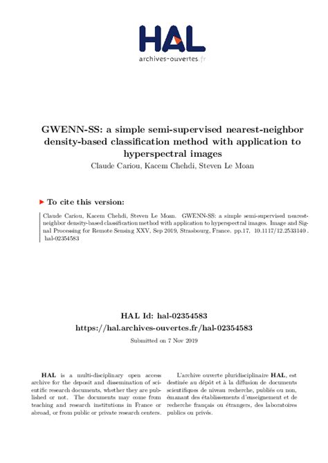Pdf Gwenn Ss A Simple Semi Supervised Nearest Neighbor Density Based Classification Method