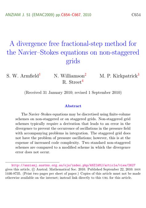 Pdf A Divergence Free Fractional Step Method For The Navierstokes Equations On Non Staggered