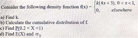 solved consider the following density function