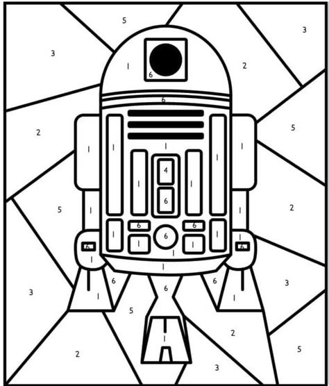 R2 D2 Color By Number Coloring Page Download Print Or Color Online