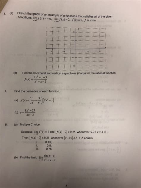 Solved 3 A Sketch The Graph Of An Example Of A Function