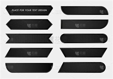 矢量视频标题或电视新闻栏设计与黑色金属图案纹理钢背景素材 花瓣网