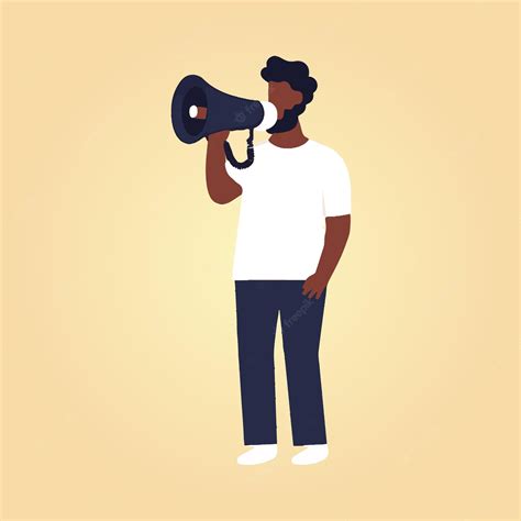 Premium Vector Vector Illustration Man Speaking Into Megaphone