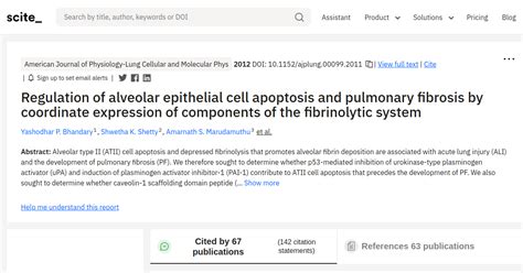 Regulation Of Alveolar Epithelial Cell Apoptosis And Pulmonary Fibrosis