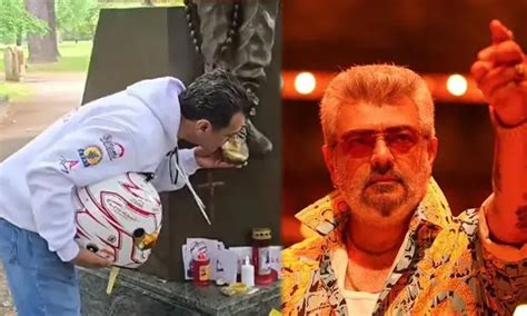 Ajith Kumar Kisses Racers Leg Fans Stunned Ajith Kumar Kisses Racer