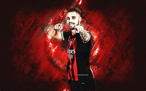 다운로드 라데 크루닉 Ac 밀란 초상화 붉은 돌 배경 보스니아의 축구 선수 미드필더 그런지 아트 세리에 A 이탈리아 축구 바탕 화면 무료 데스크톱 용 무료