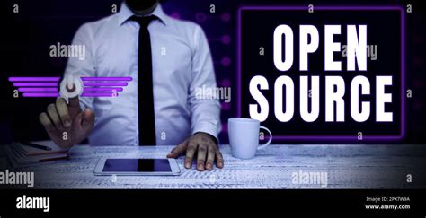 Hand Writing Sign Open Source Conceptual Photo Denoting Software Which Original Source Code