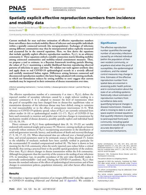 Pdf Spatially Explicit Effective Reproduction Numbers From Incidence And Mobility Data