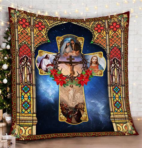 Jesus Christian Cross Christmas Quilt Blanket Dreamrooma