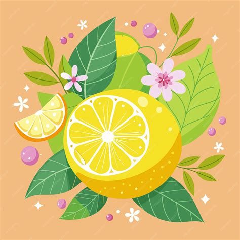 Limón Y Flores Archivo Vectorial Vector Premium