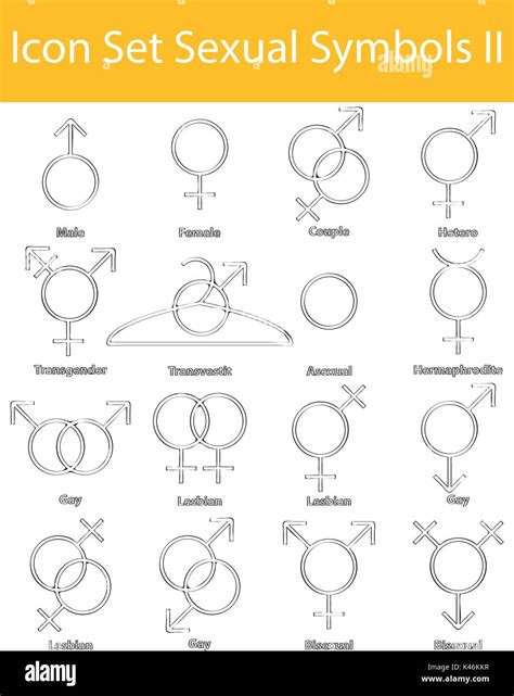 Drawn Doodle Lined Icon Set Sexual Symbols Ii With 16 Icons For The