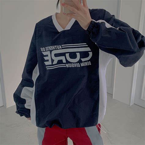 언니가간다 🌟주문폭주유니섹스🌟 코드 나일론 브이넥 맨투맨 나일론 블록코어 바람막이 커플룩 데일리룩 레이싱 직진배송상의